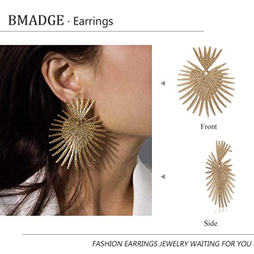 Bmadge Gold Star Flower Geometric Dangle Earrings, Lightweight Studs, Suitable for Any Occasion