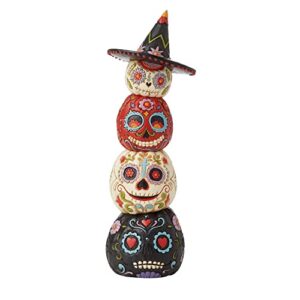 enesco jim shore heartwood creek stacked day of dead pumpkins figurine, 9.06 inch, multicolor