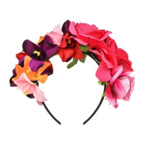 vividsun frida kahlo mexican rose flower crown day of the dead floral crown (fuchsia/lily)