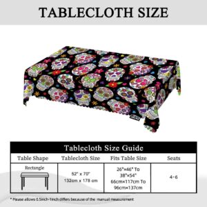 Swono Day of The Dead Table Cover Tablecloth, Colorful Mexican Sugar Skulls 50x72 Inch Table Cloth for Rectangle Tables Buffet Parties Coffee BBQ and Dinning Tablecloth