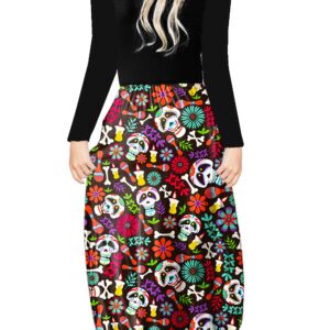 Girl's Halloween Dresses Sugar Skull Day of The Dead Skeleton Cosplay Maxi Dress 11-12 Years