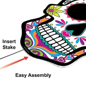 Beistle 6 Piece Corrugated Plastic Day Of The Dead Decorations Sugar Skull Yard Signs For Dia De Los Muertos Party Supplies Celebrations, Made In USA Since 1900