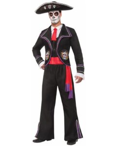 forum novelties men's day of dead mariachi macabre costume, black, standard