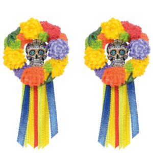 department 56 village collection accessories halloween day of the dead wreaths figurine set, 0.375 inch, multicolor