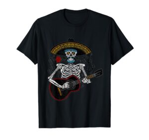 mariachi skeleton playing guitar day of the dead t-shirt t-shirt