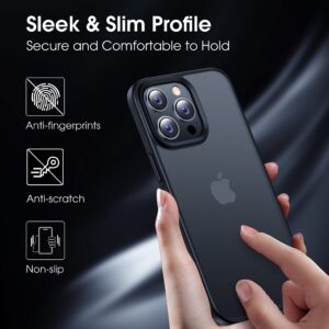 CASEKOO for iPhone 14 ProMax Case Matte Shockproof, [Never Yellow] [10FT Mil-Grade Drop Protection] Translucent Slim Cover Women Men iPhone 14 Pro Max Case, Frosted Black