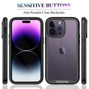 wahhle Designed for iphone 14 Pro Max Case, Full-Body Phone Cover with Screen Protector【Built-in, Touch Sensitive, Anti Scratch】 Upgraded Shockproof TPU Bumper Cases 2022 6.7 Inches-Black Clear