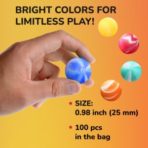 Entervending Bouncy Balls - 100 Pcs Small Bouncing Balls - 1 Inch Bounce Balls - Tri-Color Bouncing Balls for Kids - Vending Machine Toys - Bouncy Ball Vending Machine Refill in Bulk