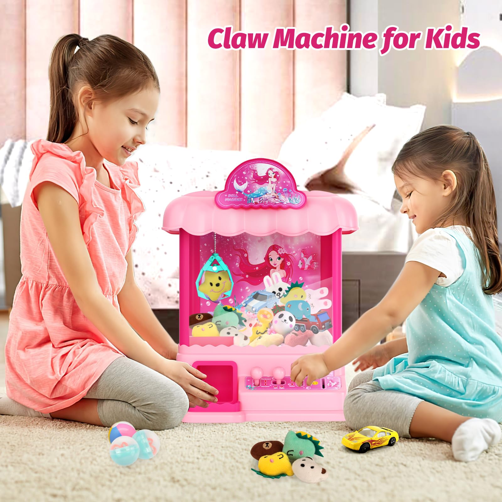 UNIH Claw Machine for Kids, Mini Vending Machines Candy Prize Dispenser Toy, Arcade Game Machine with Lights & Adjustable Sound, Christmas Birthday Gift Toys for Girls Kids Age 3 4 5 6 7 8 Years Old