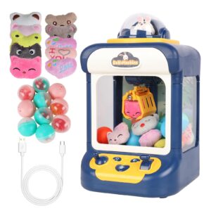 salate claw machine for kids, mini rabbit vending machine candy grabber prize dispenser toy gift for girls boys, adjustable music and light, includes 10 mini plush toys 10 plastic toys refill prizes