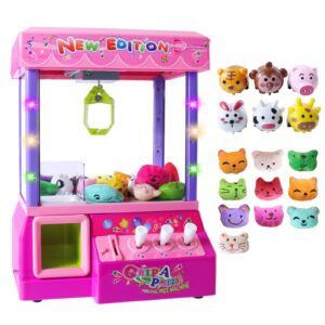 yasola claw machine for kids,mini vending machines, arcade candy claw game prizes grabber toy for home,prize dispenser toys for girls with lights sound（16 random mini toys ）