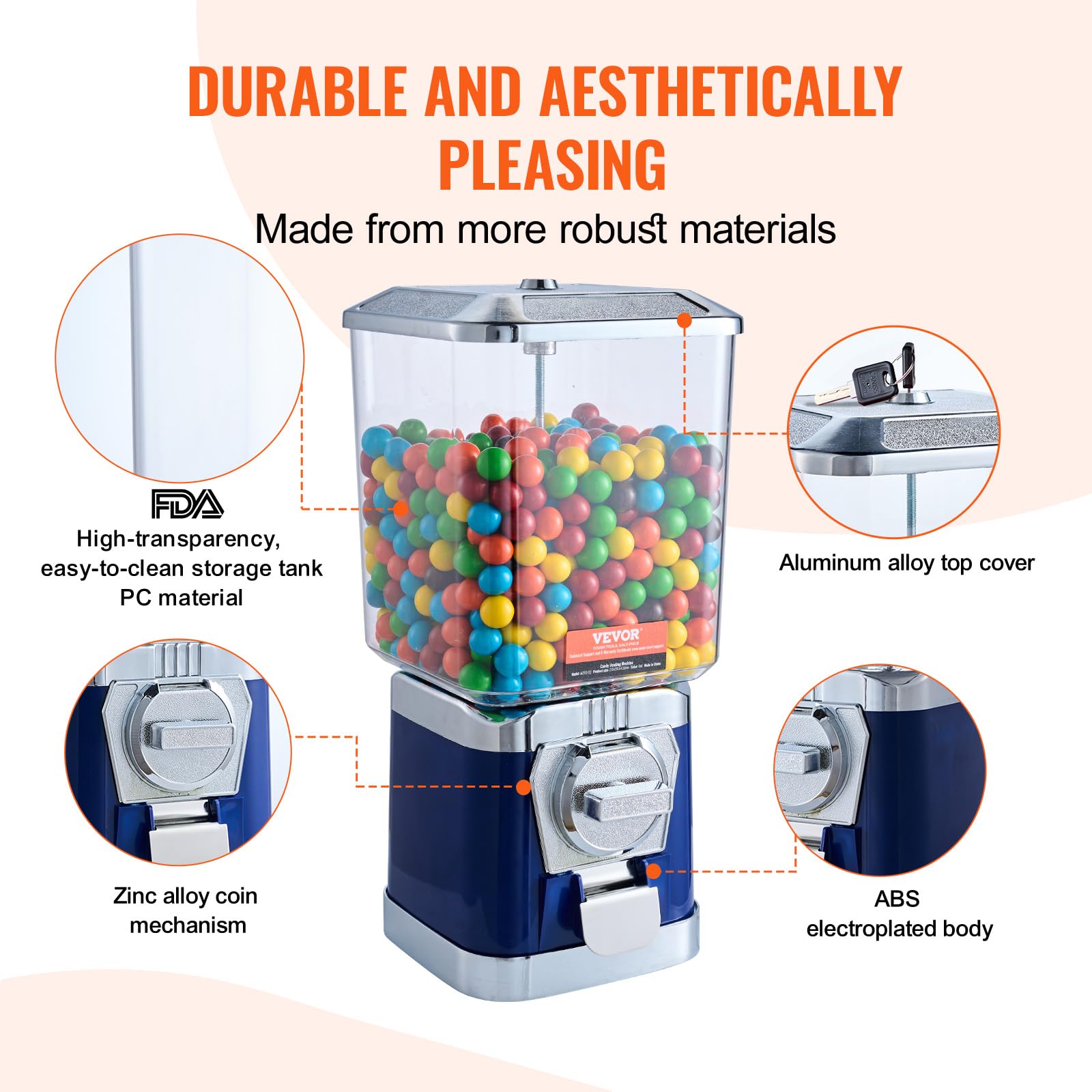 VEVOR Vending Machine, Classic Gumball Bank, Huge Load Capacity Candy Gumball Machine, Mini Vending Machines, Gumball Dispenser Machine for Kids, Perfect for