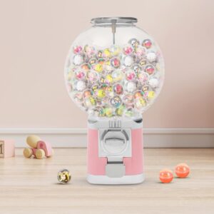 coin gumball machine toy vending machine,11 inch mini vending machine for kids,gumball bank,metal candy dispenser,home vending machine,vintage gum ball machine(pink)