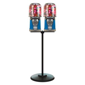 gumball machine for kids - 2 vending machines with stand & connecting board bundle - bubble gum blue vending machine and black metal stand bundle - coin gumball machine