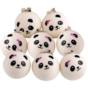 kuuqa 8 pieces 1.57" slow rising mini panda scented toys cute charms phone key chain straps kids toy gift party favors(style random)