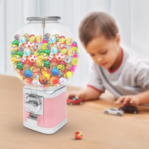 Freestanding Vending Machine Lockable Large Capacity Gumball Dispenser Machine Classic Gumball Bank Commercial Toy and Candy Vending Machine for Kids Child Birthday Christmas Party, Pink