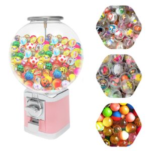 Freestanding Vending Machine Lockable Large Capacity Gumball Dispenser Machine Classic Gumball Bank Commercial Toy and Candy Vending Machine for Kids Child Birthday Christmas Party, Pink