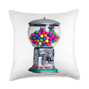 candy vending machine gumball machine throw pillow, 18x18, multicolor