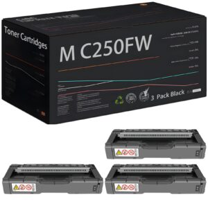 wondrx toner cartridges compatible with ricoh m c250fw m c250fwb m c251fw p c301w p c311w, high yield 7900 pages, 408336 408337 408338 408339 toner cartridges (3 pack black)