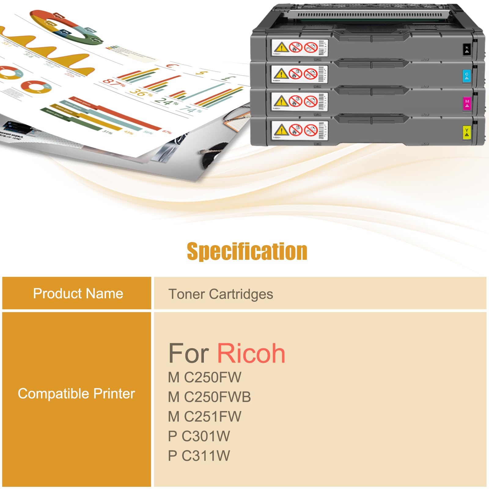 Wondrx Toner Cartridges Compatible with Ricoh M C250FW M C250FWB M C251FW P C301W P C311W, High Yield 7900 Pages, 408336 408337 408338 408339 Toner Cartridges (3 Pack Black)