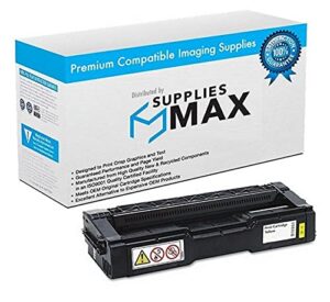 suppliesmax compatible replacement for ricoh m-c250fw/m-c250fwb/p-c301w yellow toner cartridge (6300 page yield) (type m-c250h) (408355)