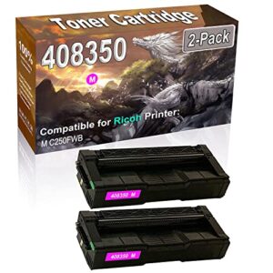 2-pack (magenta) high yield compatible m c250 (408350) printer toner cartridge use for ricoh m c250fwb printers