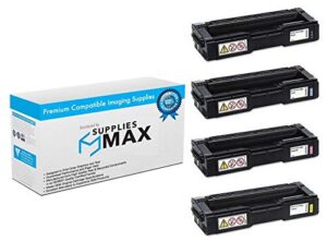 suppliesmax compatible replacement for ricoh m-c250fw/m-c250fwb/p-c301w toner cartridge combo pack (bk/c/m/y) (type m-c250h) (40834bcmy)