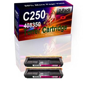 siniya 2-pack (magenta) compatible high yield c250 408350 printer toner cartridge use for ricoh m c250fwb m c250 printers