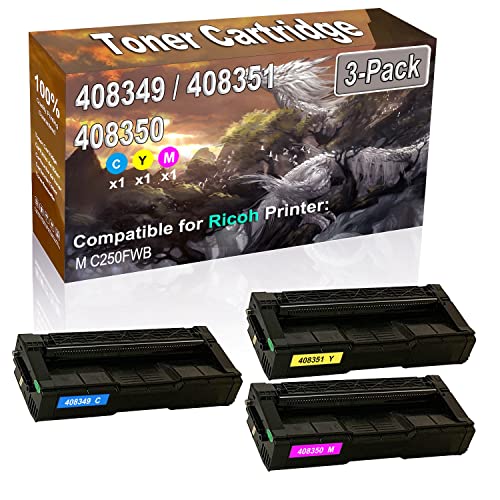 3-Pack (C/Y/M) Compatible M C250FWB Color Toner Cartridge (High Capacity) Replacement for Ricoh M C250 (408349 408351 408350) Printer Toner Cartridge