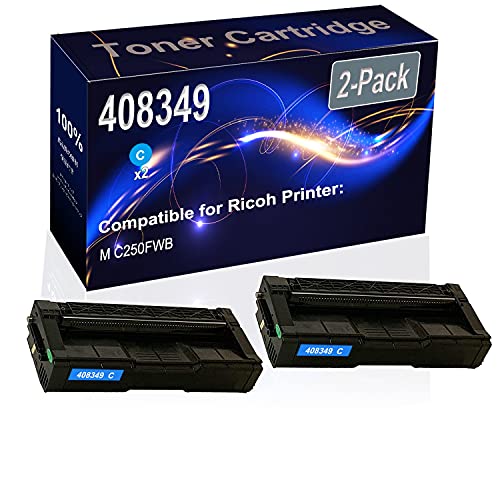 Kolasels 2-Pack (Cyan) Compatible M C250FWB Laser Printer Toner Cartridge (High Capacity) Replacement for Ricoh M C250 (408349) Printer Toner Cartridge