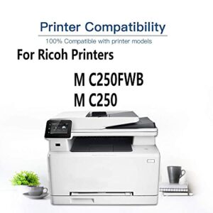 SINIYA 8-Pack (2BK+2C+2Y+2M) Compatible High Yield C250(408348 408349 408351 408350) Printer Toner Cartridge use for Ricoh M C250FWB M C250 Printers