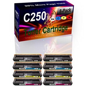 siniya 8-pack (2bk+2c+2y+2m) compatible high yield c250(408348 408349 408351 408350) printer toner cartridge use for ricoh m c250fwb m c250 printers