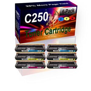 siniya 6-pack (2c+2y+2m) compatible m c250fwb m c250 printer toner cartridge replacement for ricoh c250(408349 408351 408350) printer toner cartridge