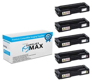 suppliesmax compatible replacement for ricoh m-c250fw/m-c250fwb/p-c301w toner cartridge combo pack (2-bk/1-c/m/y) (type m-c250h) (408332b1cmy)