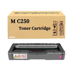 qunine compatible for ricoh m c250 408348 408349 408350 408351 toner cartridge, large capacity work with m c250fw m c250fwb m c251fw p c301w p c311w printer, high yield 2,3 magenta