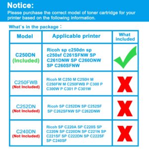 LCL Remanufactured Toner Cartridge Replacement for Ricoh 407540 sp c250dn sp c250sf C261SFNW SP C261DNW SP C260DNW SP C260SFNW (1-Pack Cyan )