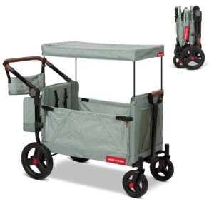 radio flyer atlas stroll n wagon, folding wagon for 1+ years - sage