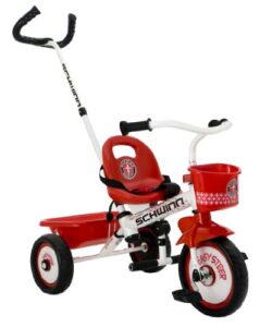 schwinn easy steer bike for toddler, kids tricycle with removable push handle, steel trike frame, boys and girls ages 2-4 year old, red/white, 8"