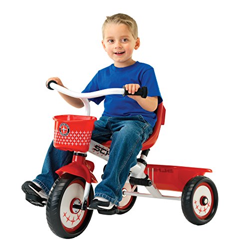 Schwinn Easy Steer Bike for Toddler, Kids Tricycle with Removable Push handle, Steel Trike Frame, Boys and Girls Ages 2-4 Year Old, Red/White, 8"