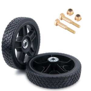 7 inch lawn mower wheels (2-pack) fits most standard push lawn mowers, inner and outer bearing structure - includes bolts, nuts (also available in 6~14-inch wheels)