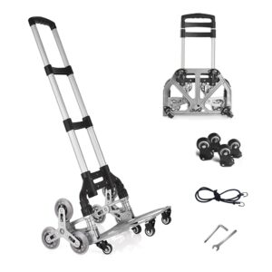 fuvlfal stair climbing cart, folding hand truck dolly cart, grocery shopping cart with mute wheels, 180lbs weight capacity aluminum hand truck for luggage, travel