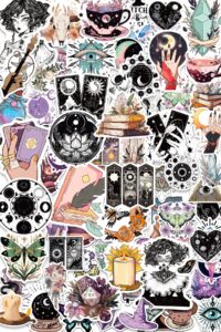 witchy stickers for kindles water bottles, 100pcs waterproof spooky aesthetic stickers for adults girls teens, cute hippie indie celestial stickers for laptop books scrapbooks journals