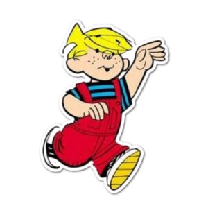 3.5" dennis the menace classic vintage retro nostalgic animated cartoon laminated sticker decal gift perfect for laptop, kindle, pc, tumbler, tablet and more