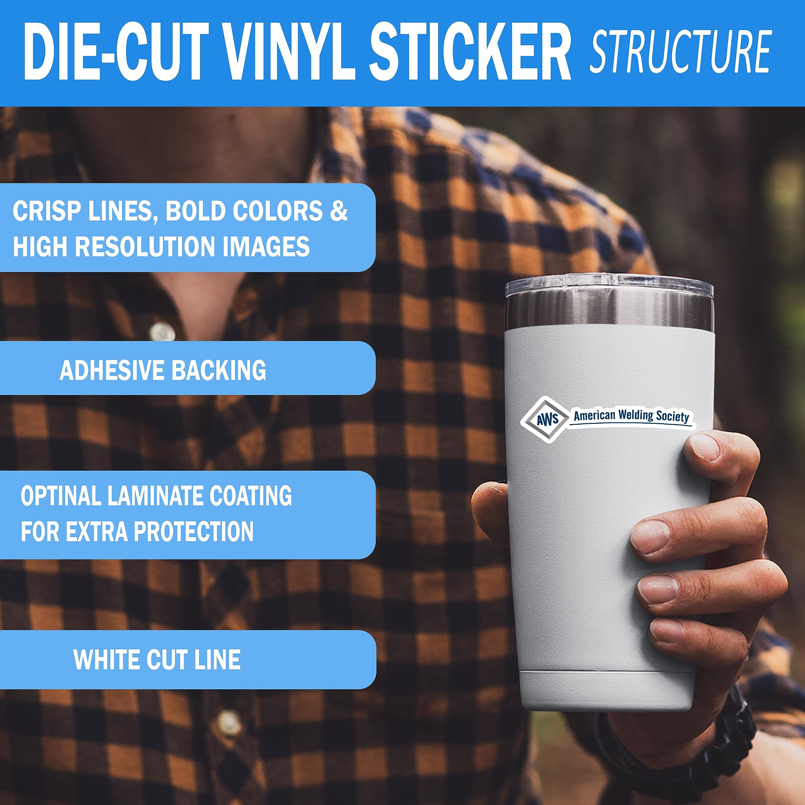 American Welding Society Stickers, Construction Stickers, Hard Hat Stickers, Metal Stickers, Water Assistant Die-Cut Vinyl Decals for Laptop, Phone, Guitar, Water Bottles, Kindle Stickers