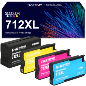 splendidcolor 712 ink remanufactured high yield 712 712xl ink cartridges replacement for designjet t650 t630 t230 t210 studio plotter printers.(4 pack, 80-ml black, 29-ml cyan/magenta/yellow)