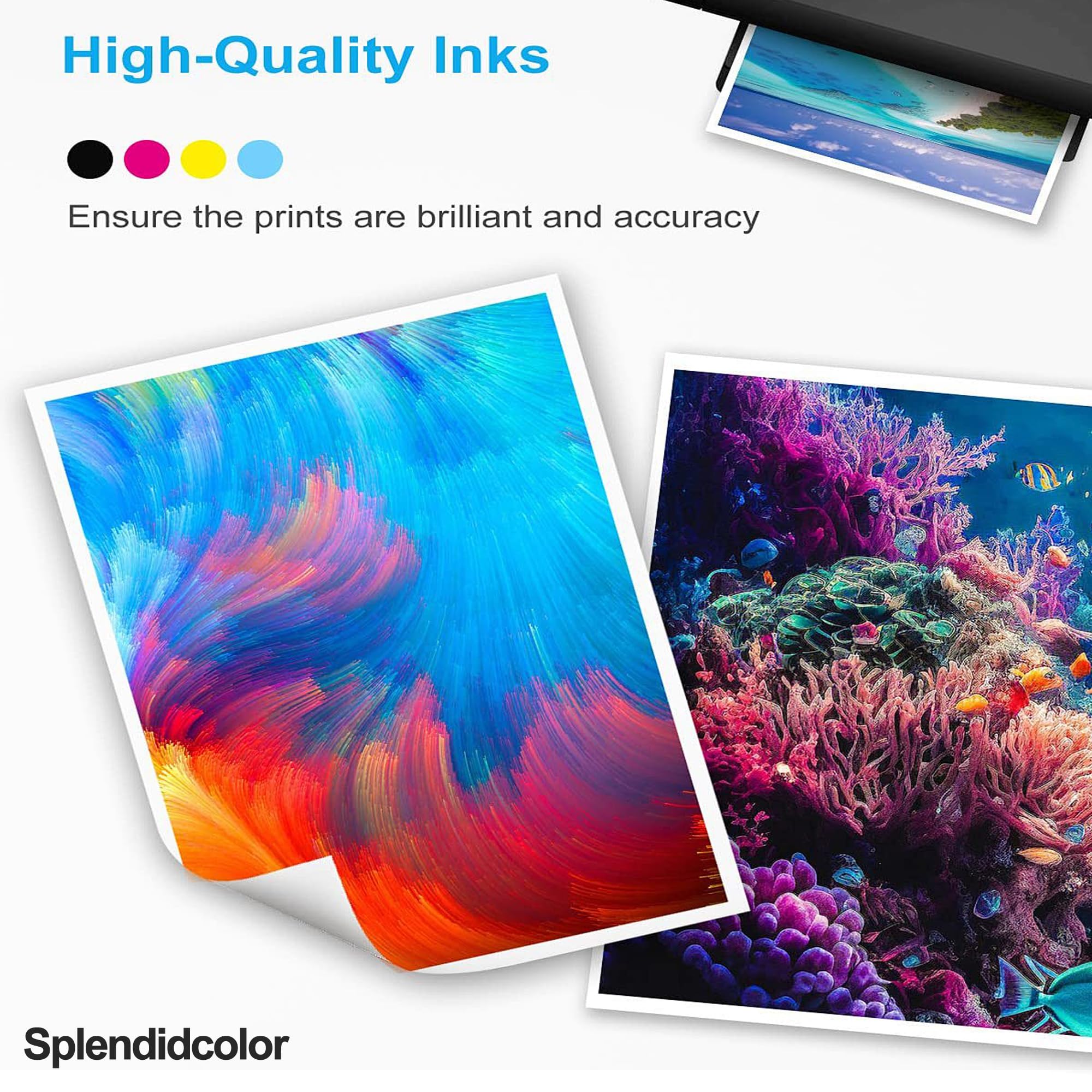 SPLENDIDCOLOR 728 Ink Cartridges Compatible High Yield 728xl 728 Ink Cartridges Set F9J68A F9K17A F9K16A F9K15A Replacement for T830 MFP & T730 Large Format Plotter Printer.