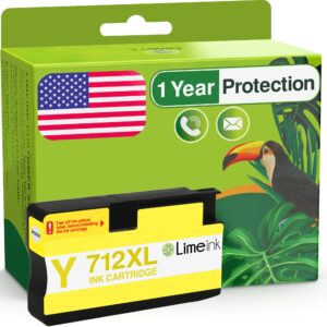 limeink compatible ink cartridges replacement for hp 712 ink cartridges 712xl ink for hp for designjet t650 t630 t230 t210 studio plotter printers (1 yellow)