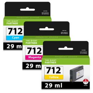 712 29-ml ink cartridges (3-pack,1cyan/ 1yellow/ 1magenta) - doen ink cartridge replacement for hp 712 work with designjet t650, t630, t230, t210 printers