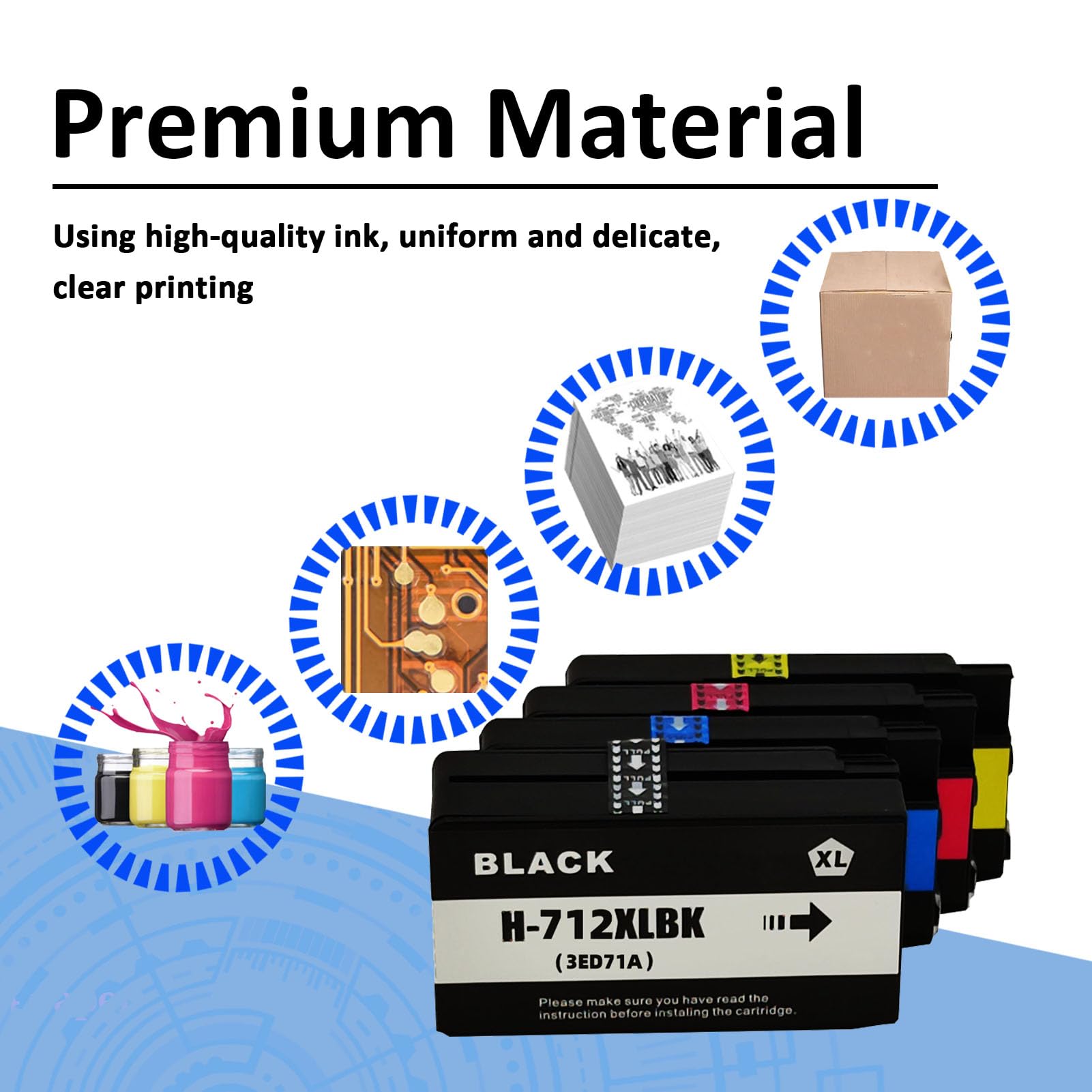 712XL 712 Ink Cartridges Compatible for HP 712XL 712 High Yield Ink Cartridges for HP DesignJet T210 T230 T250 T630 T650 Printers Cyan