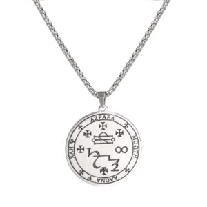 vassago seal of archangel azrael sigil necklace stainless steel magic amulet necklace talisman symbol necklace pendant jewelry gift for men women